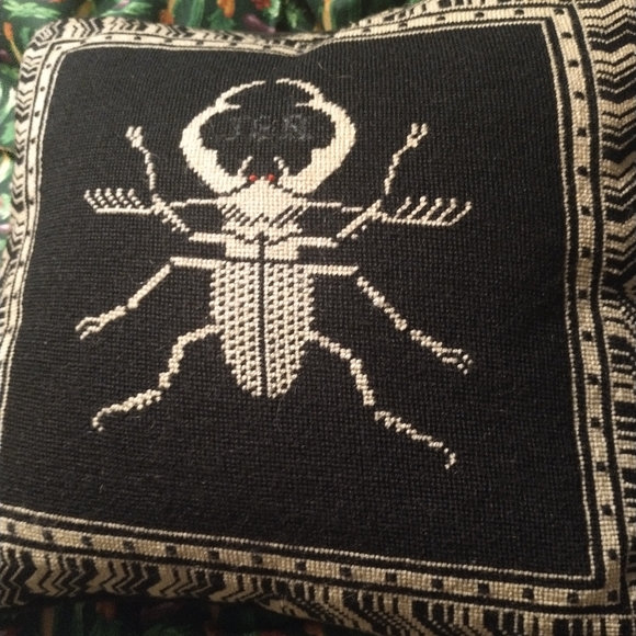 Accents | Stunning Black And White Needlepoint Accent Beetle Pillow ...